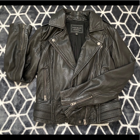 Lucky Brand | Jackets & Coats | Lucky Brand 0 Lam Skin Black Leather ...